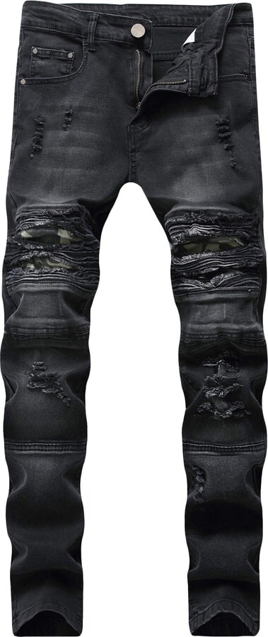 Generic Baggy Black Ripped Jeans Men Fashion Biker Jeans for Men Cargo Pants Hippie Ripped ...