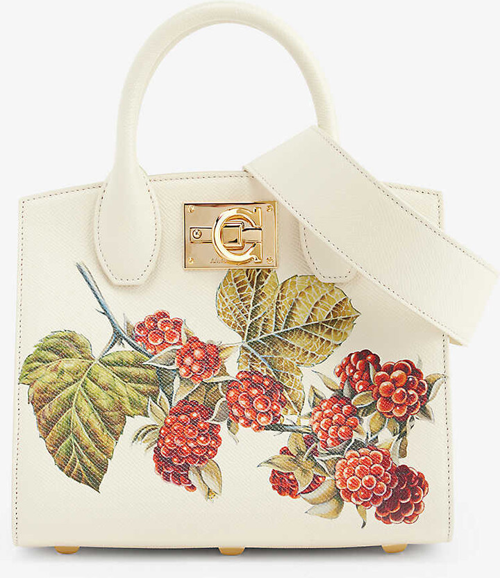 Ferragamo Mascarpone Studio Box Berry-print Leather Top-handle bag - ShopStyle