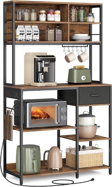 SONGMICS HOME VASAGLE Bakers Rack with Charging Station, Coffee Bar ...