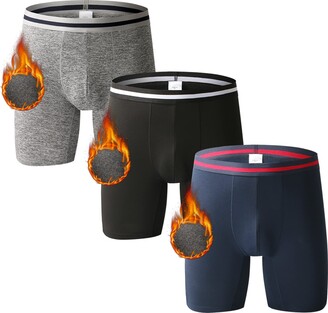 Nuofengkudu Mens Thermal Seamless Boxer Briefs Long Leg Warm Underwear ...