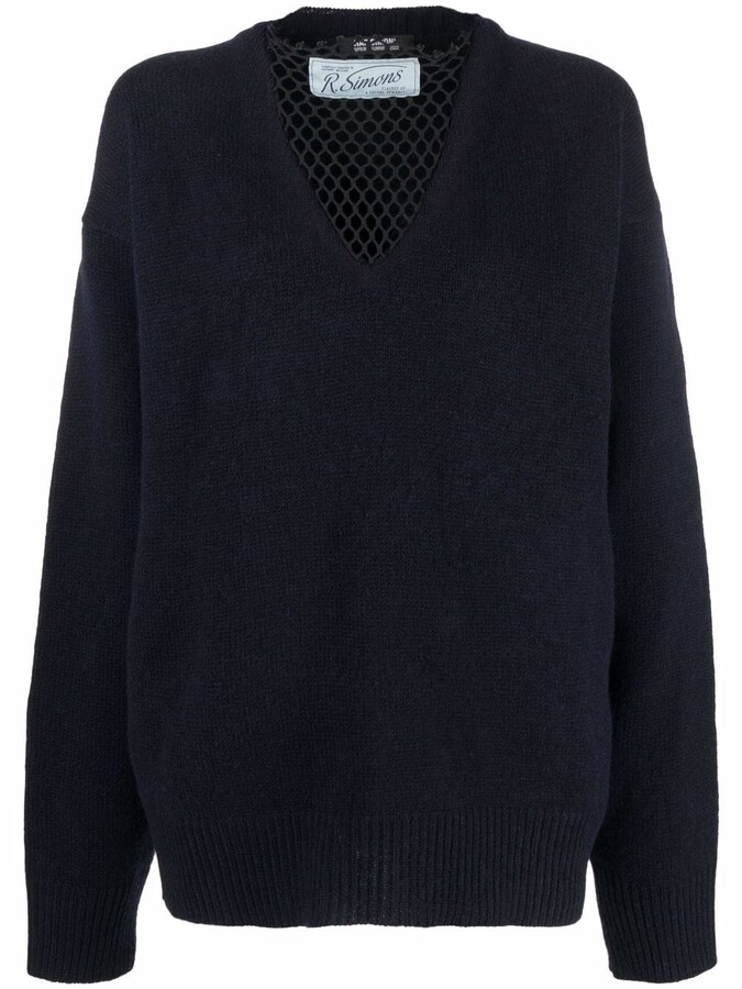 Raf Simons Mesh Panel Merino Wool Jumper - ShopStyle Sweaters