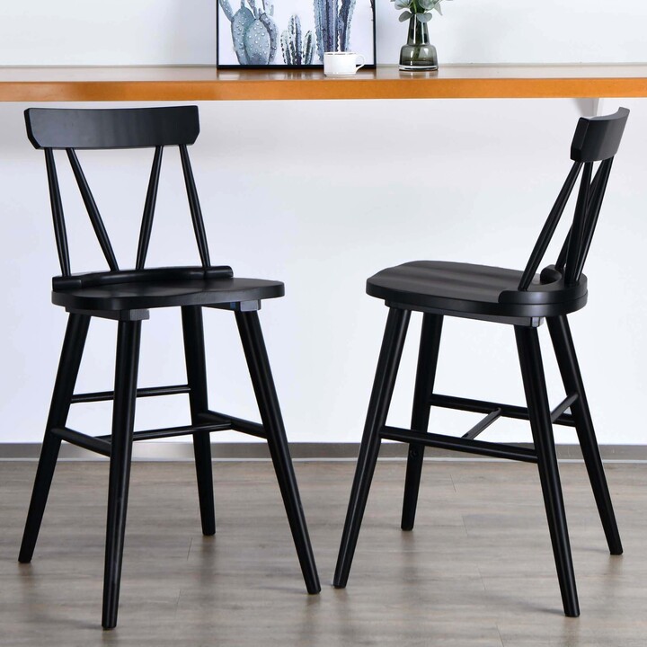 Duhome Elegant Lifestyle 24" Windsor Wooden Counter Stools with V ...