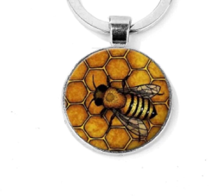 Pretty.Lovable.Mishmash Honey Bee Key Ring Bumblebee Keychain BEE HIVE ...