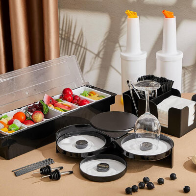 MODVAT Garnish Tray with Lid Bar Caddy Bar Glass Rimmer Bottle Cocktail ...