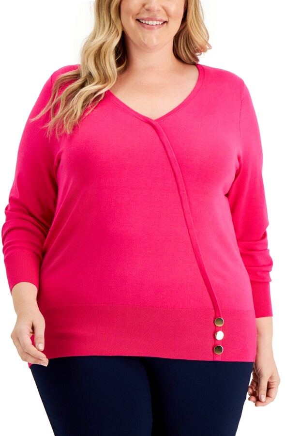 JM Collection Plus Size Studded-Hem Sweater, Created for Macy's - ShopStyle