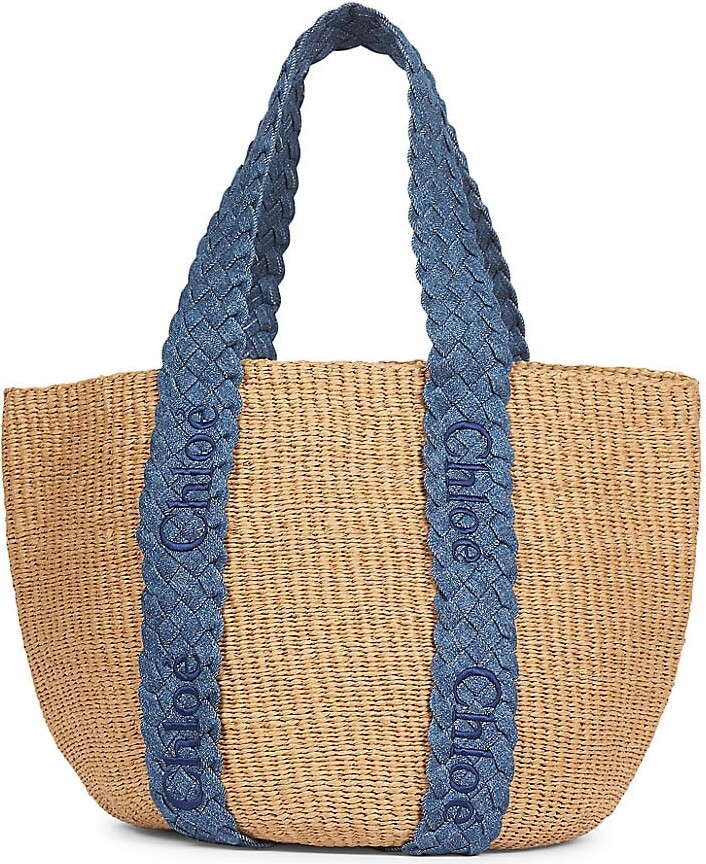 Chloé Women's x Mifuko Woody Woven Basket Bag - Denim - ShopStyle