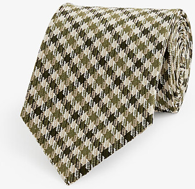 Tom Ford Mens Combo Green Houndstooth-pattern Silk tie - ShopStyle