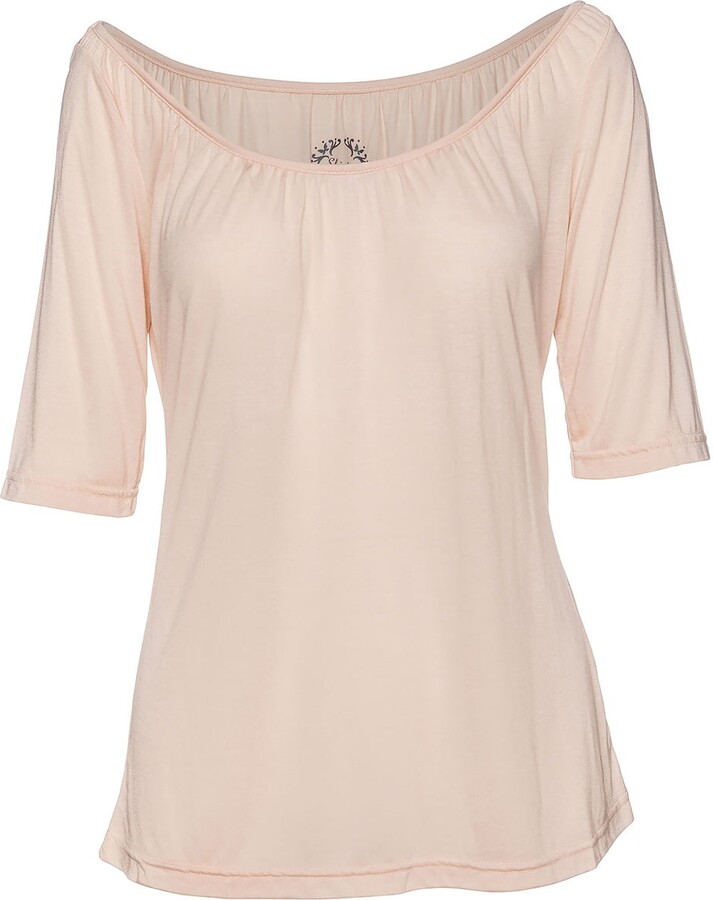 Conquista Women's Rose Gold Elbow Sleeve Light Pink Top - ShopStyle