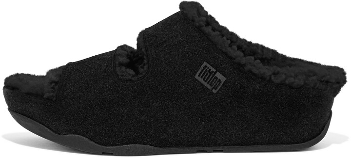 FitFlop Shuv Two-Bar Shearling Suede Slides - ShopStyle