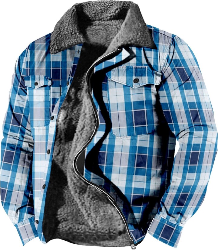 VESNIBA Mens Fleece Jacket Military Fleece Lined Hooded Flannel Sherpa ...