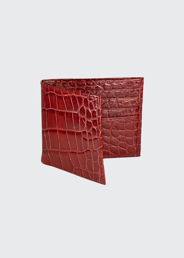Abas Slim Alligator Bi-Fold Monogram Wallet - ShopStyle