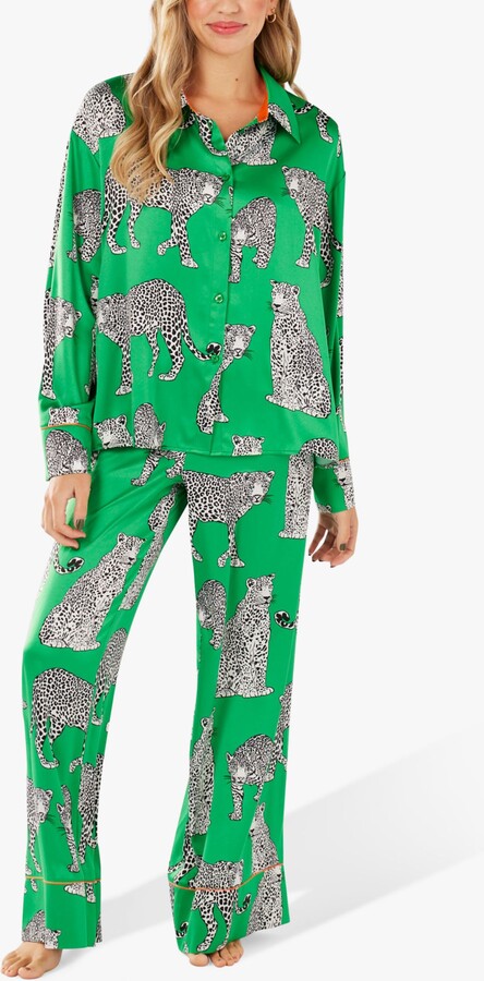 Chelsea Peers Leopard Satin Long Pyjama Set - ShopStyle
