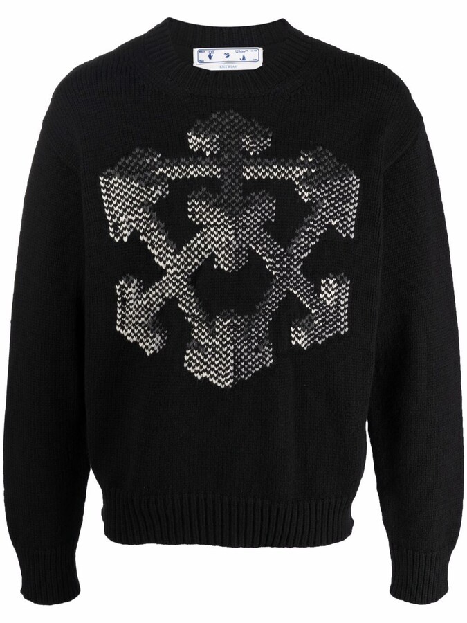 Off-White 3D Arrow-motif knitted jumper - ShopStyle Crewneck Sweaters