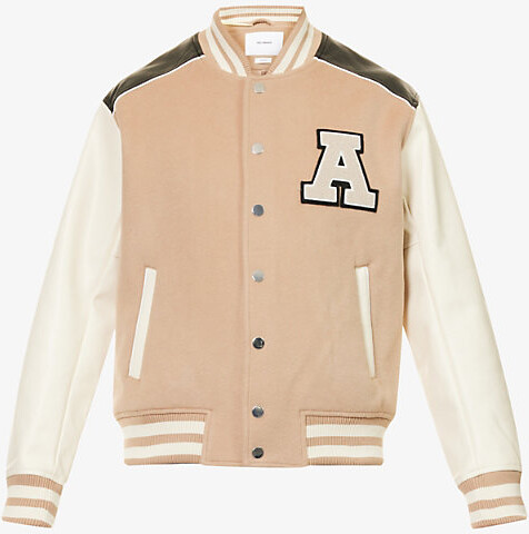 Axel Arigato Mens Beige Ivy Logo-patch Wool-blend Varsity Jacket ...