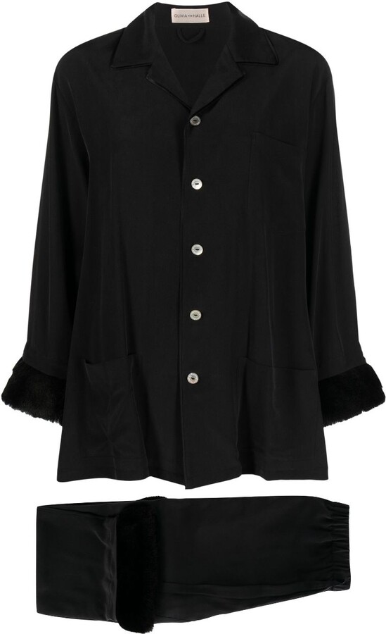 Olivia von Halle Navy Casablanca Riri Silk Satin Pyjamas - ShopStyle ...