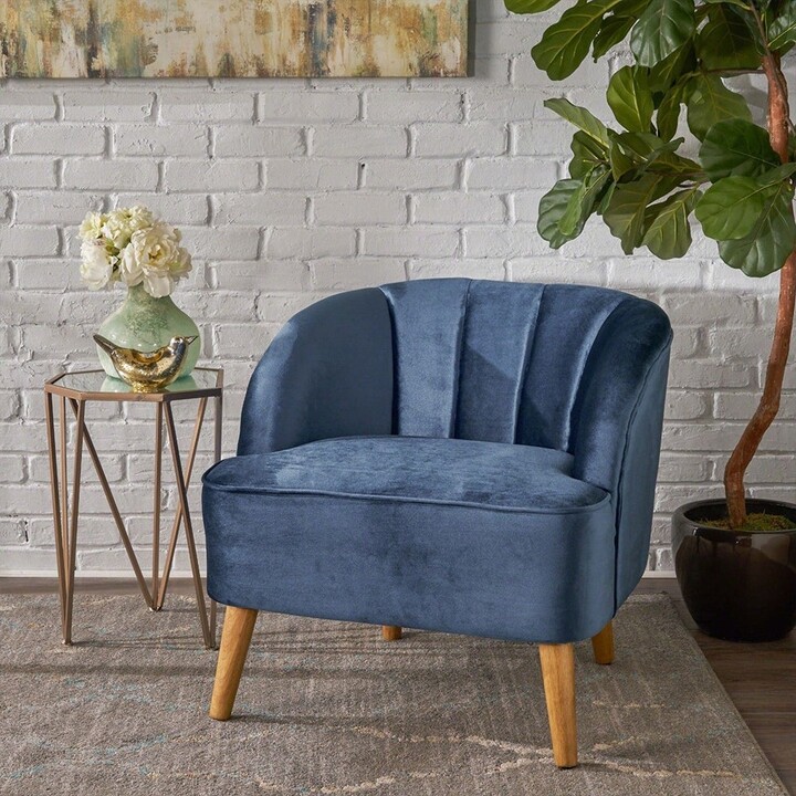 Snake River DÃ©cor Modern Velvet Channel Stitch Slope Armed Club Chair ...