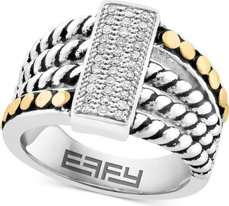 Effy Sterling Silver, 18K Gold & Diamond Ring - ShopStyle
