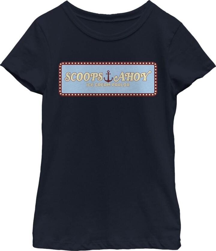 Netflix Girl's Stranger Things Scoops Ahoy Logo Child T-Shirt ...