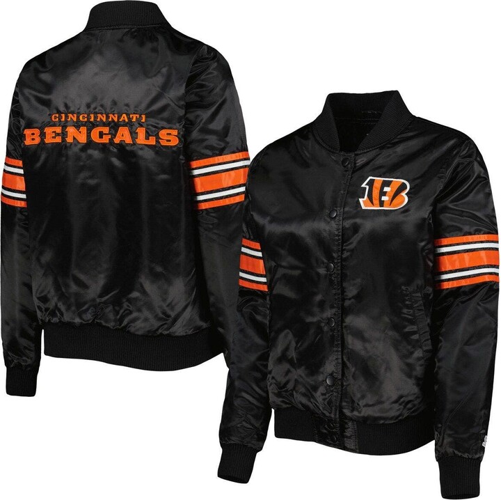 Women's Starter Black Cincinnati Bengals Line Up Satin Full-Snap ...