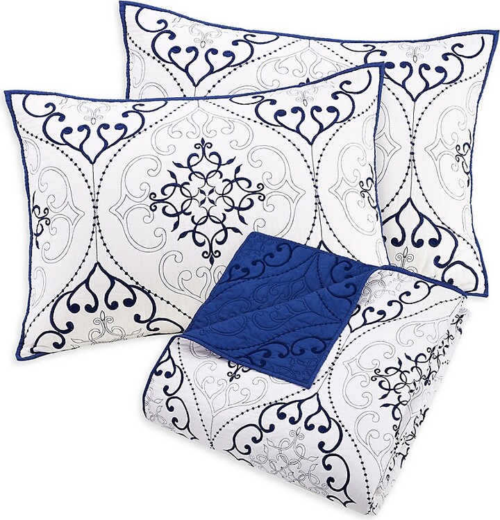Modern Heirloom Chambers 3-Piece Geo Embroidery King Quilt Set - ShopStyle