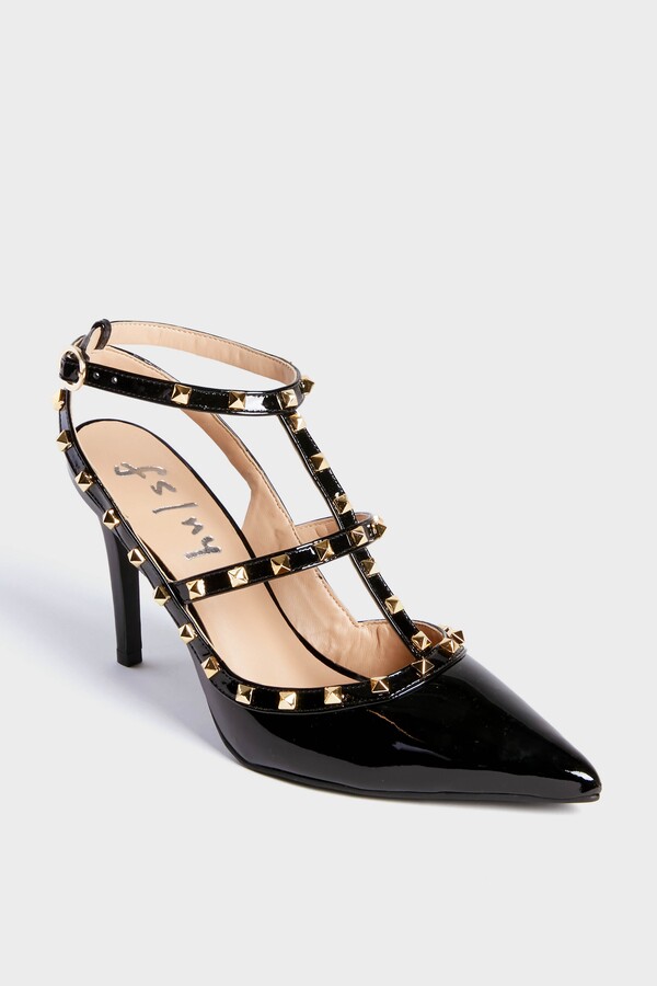 French Sole Black Elodie Studded Heels - ShopStyle Flats