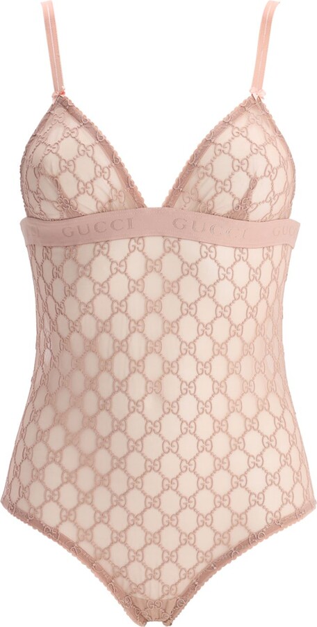 Gucci GG Embroidered sheer tulle bodysuit - ShopStyle