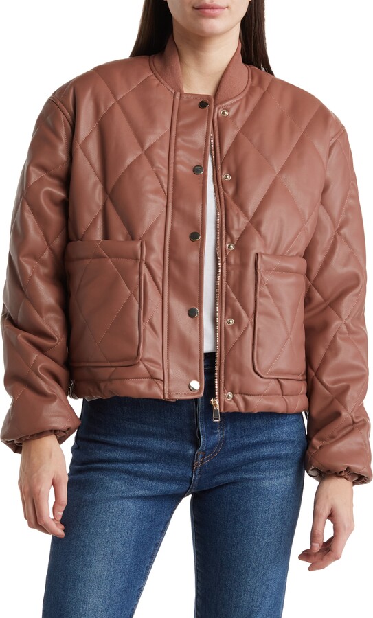 Vigoss Faux Leather Quilted Crop Jacket - ShopStyle
