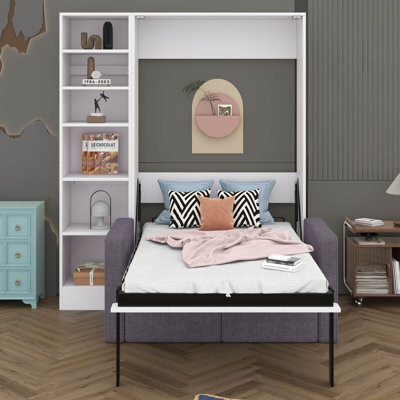 Hokku Designs Murphy Bed Wall Bed With Sofa,With Shelves - ShopStyle Sleeper Sofas