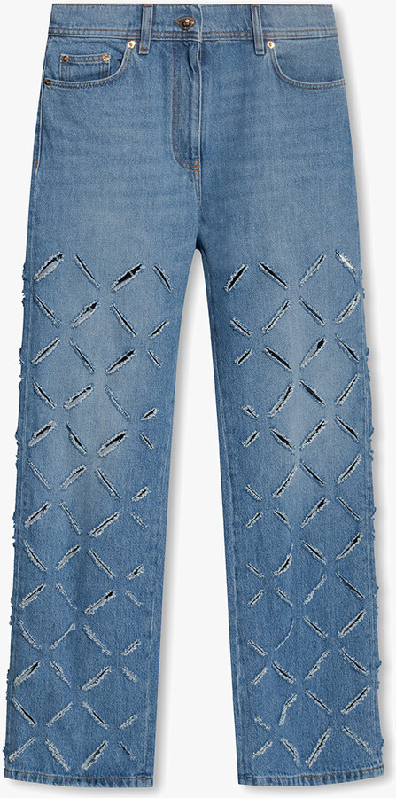 Versace Slashed Jeans - Blue - ShopStyle