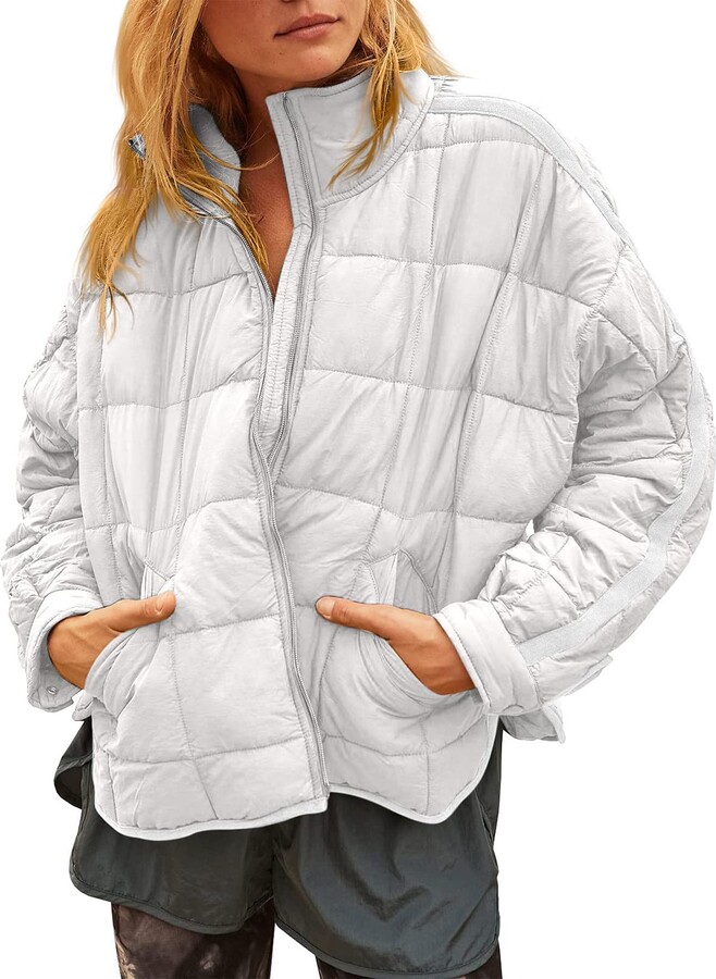 MODSGUE Women's Packable Quilted Winter Jacket Zip Softshell Jacket ...