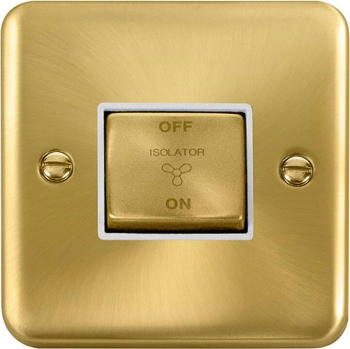 SE Home Curved Satin Brass 10A 1 Gang Ingot 3 Pole Fan Isolation Switch ...