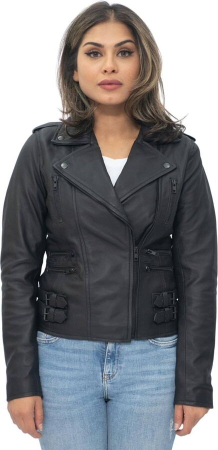 Infinity Leather Leather Vintage Brando Biker Jacket-Orlando - Black ...