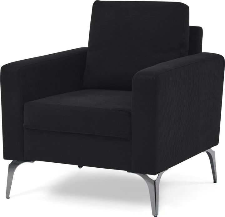 Simplie Fun Sofa Chair, With Square Arms And Tight Back, Corduroy Black ...