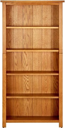 Howcool 5-Tier Bookcase Solid Oak Wood, 5 Shelves Wooden Bookshelf ...