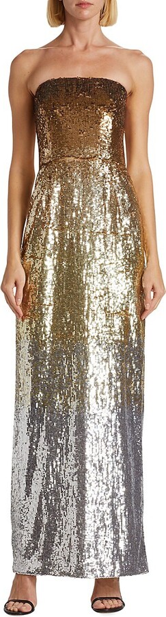 Oscar de la Renta Strapless Ombré Sequin Gown - ShopStyle Evening Dresses