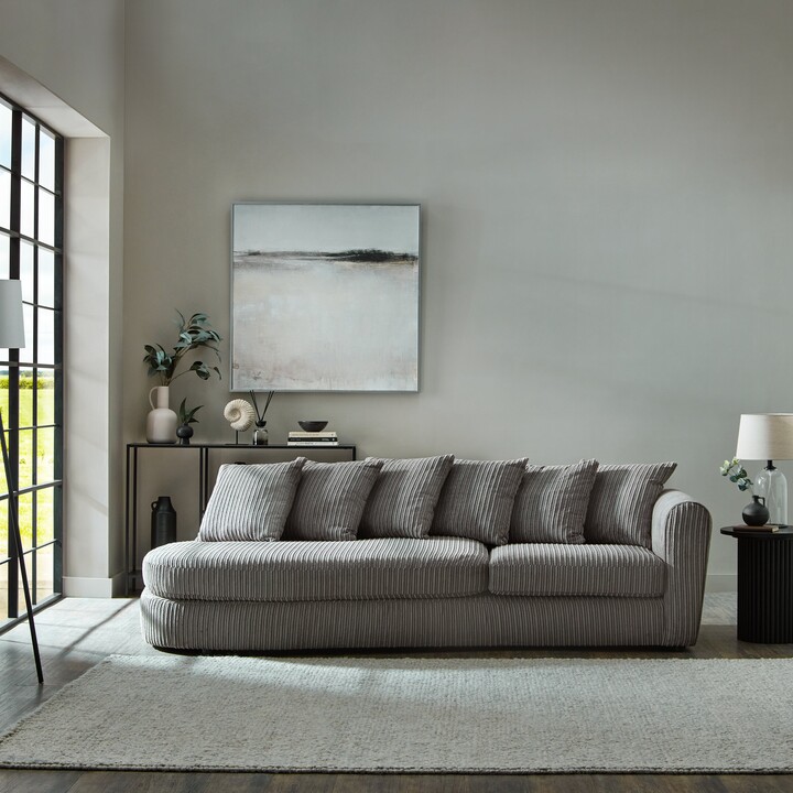 Dunelm Blake Curved Arm Scatter Back Jumbo Cord Corner Chaise Grey ...