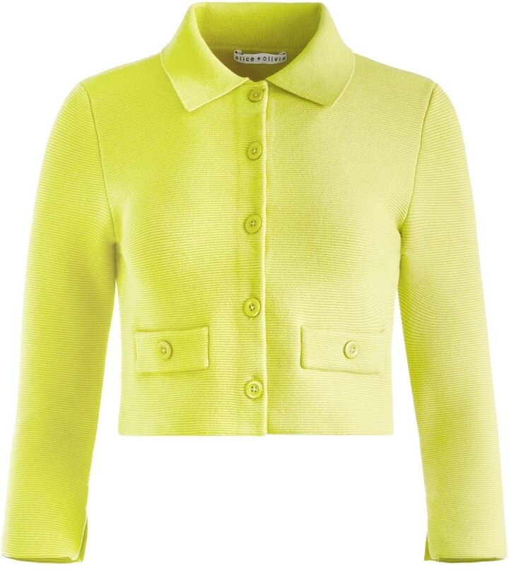 Alice + Olivia Ila collared knit cropped jacket - ShopStyle