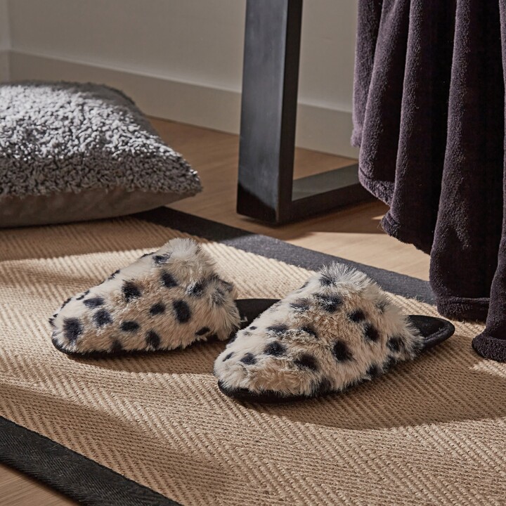 Dunelm Ladies Mono Faux Fur Dalmatian Mules Black and white - ShopStyle ...