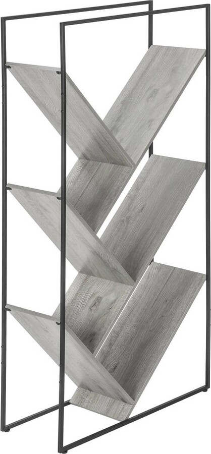 60.25" 5 Shelf Slanted Mix Material Bookcase Gray/Black - EveryRoom ...
