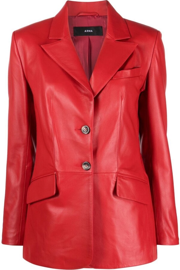 Arma Single-Breasted Leather Blazer - ShopStyle