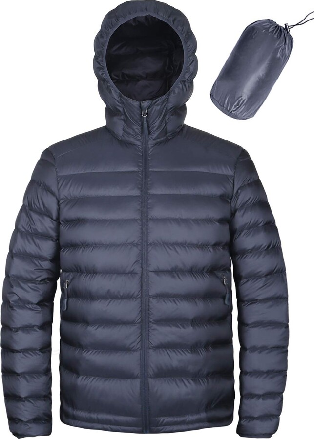 HARD LAND Men’s Down Jacket Ultralight Hooded Packable Puffer Coat ...