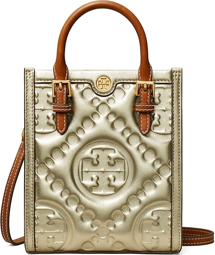 Tory Burch Mini Monogram Metallic Puffy Leather Tote - ShopStyle