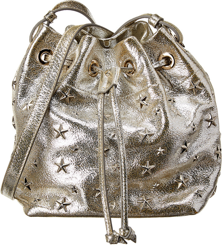 Jimmy Choo Juno Glitter Leather Bucket Bag - ShopStyle