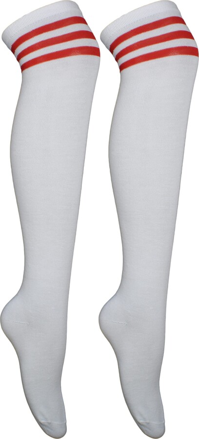 Cherry-on-Top Knee Thigh High Sock Cheerleader Pub Golf Sport Stripe ...