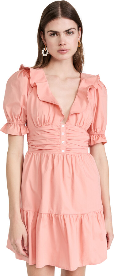 WAYF Ruffle Neck Tiered Mini Dress - ShopStyle