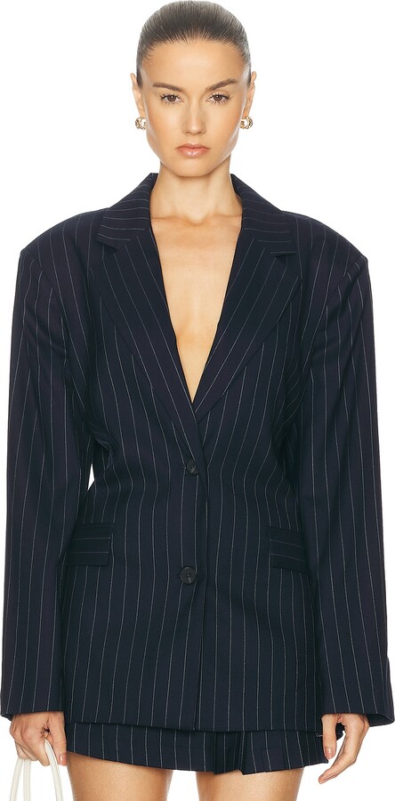 Nicholas Nadia Open Back Split Blazer in Navy - ShopStyle