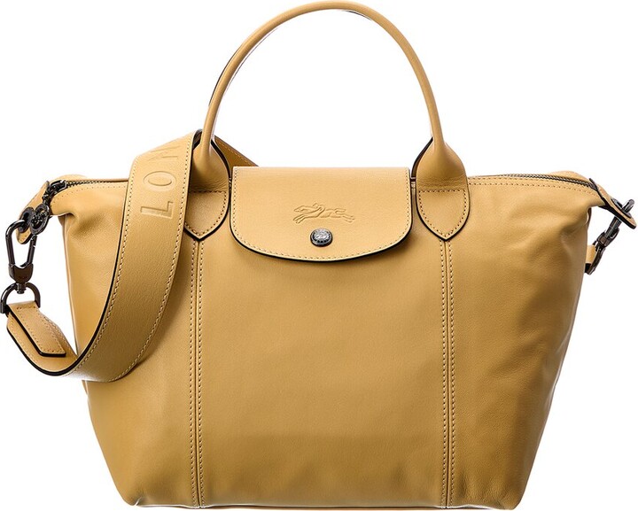 Longchamp Le Pliage Cuir Small Leather Logo Strap & Short Handle Tote ...