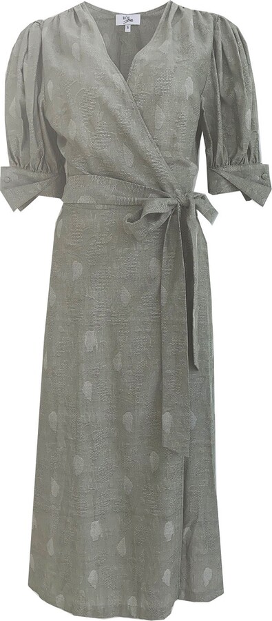 Róu So Women's Green Eleanor Puffy Short-Sleeves Wrap Dress - Sage ...