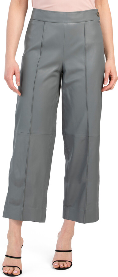 Vince Crop Wide Leg Leather Pants - ShopStyle