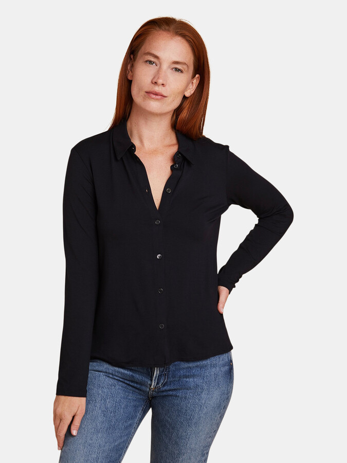 Majestic Soft Touch L/S Semi Relaxed Button Down Shirt - ShopStyle Tops